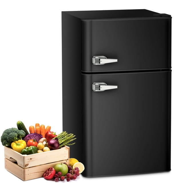 Havato Two-door Mini Fridge with Freezer and Handle, Compact Retro Ref ...